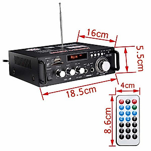 Kaynell 298A Wireless Bluetooth 5.0 Stereo Audio Amplifier, RMS 40Wx2, Max 300Wx2 Dual Channel Power Amp Sound Receiver w/USB, SD Card, FM Radio Home Speakers Theater System Remote Controller, Black