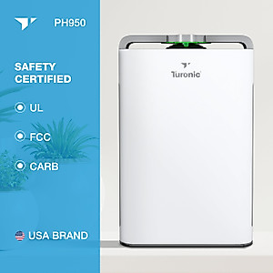 Turonic PH950 - Hepa Air Purifiers for Home w/Humidifier, Large Room Air Cleaner, 8-Stage Purification w/True Hepa 13 Filter, UV-A Light & Ionizer, Smart Auto Mode, Wi-Fi control. (Renewed)