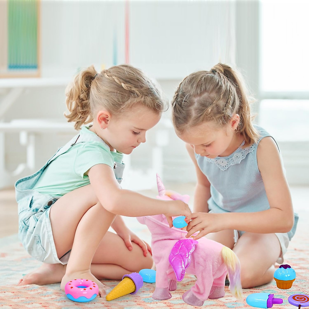 Remote Control Electronic Plush Unicorn Toy Pet for Girls 2-4 3-6 Years Old,Interactive Walking Wiggle Bottom,RC Leash Pink Unicorn Toy for 5 Years Old Toddler Kids Christmas Birthday Gift