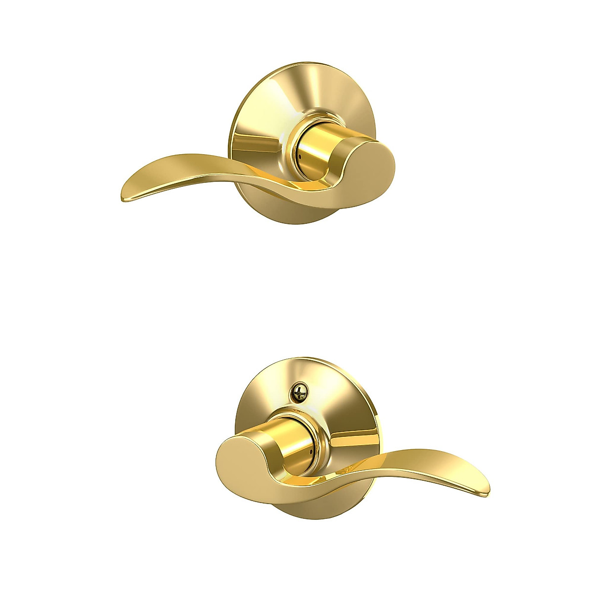 Schlage F10 V ACC 605 Accent Door Lever, Hall & Closet Passage Lock, Bright Brass