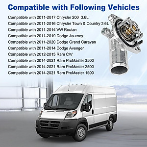 WMPHE Aluminium Engine Coolant Thermostat Housing Compatible with 2011-2019 Dodge Journey/Grand Caravan, 2011-2016 Chrysler Town & Country, 2011-2014 Dodge Avenger/VW Routan Replacement for 5184570AH