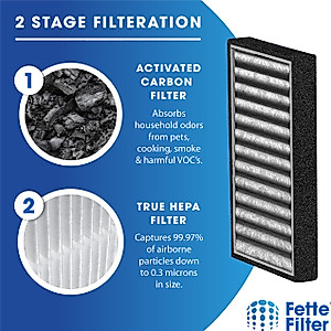 Fette Filter -DSTx HEPA + Carbon Premium Filter Replacement Compatible with Clarifion DSTx Mini Personal Air Purifiers - Pack of 4