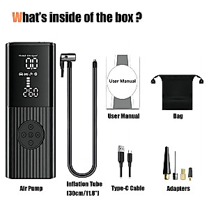 Tire Inflator Portable Air Compressor 150PSI Cordless Air Pump 3X Fast Inflation for Cars Bikes Motorcycle Tires Balloons Basketball Rugby,Dual LCD Display Rechargeable Battery Emergency Tool