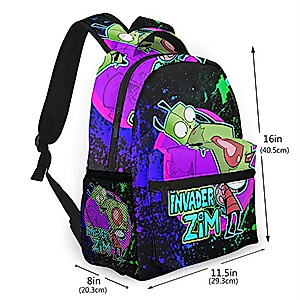 DHCUTE Casual Backpack Invader Cartoon_Zim Unisex High Capacity Students Schoolbag Travel Fashion Shoulders Bag