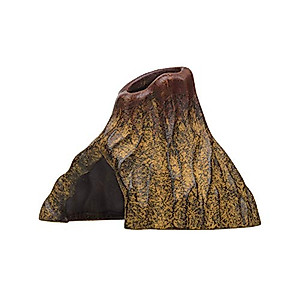 Plecoceramics Aqaurium Volcano Ceramic Decoration, Hideout Log Ornament Hiding Place for Plecos Cichlids Betta Fish