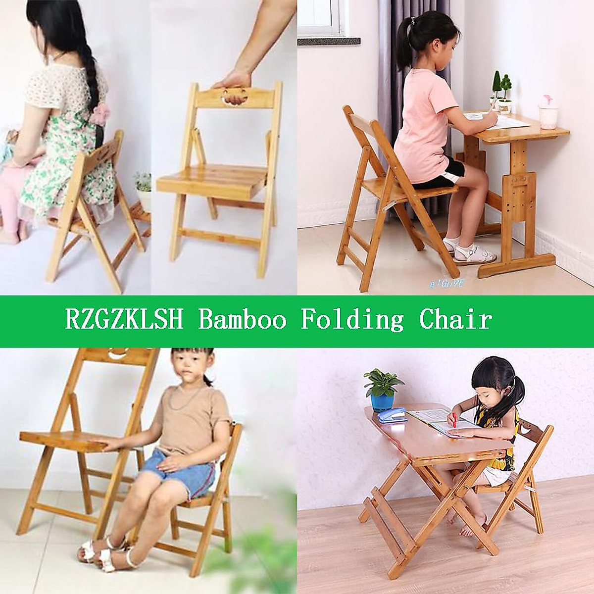 RZGZKLSH Bamboo Folding Chair,Portable Folding Chair for Indoor and Outdoor Use,Suitable for Picnics,Camping,Outdoor Concerts,Easy to Carry and Store (Brown)