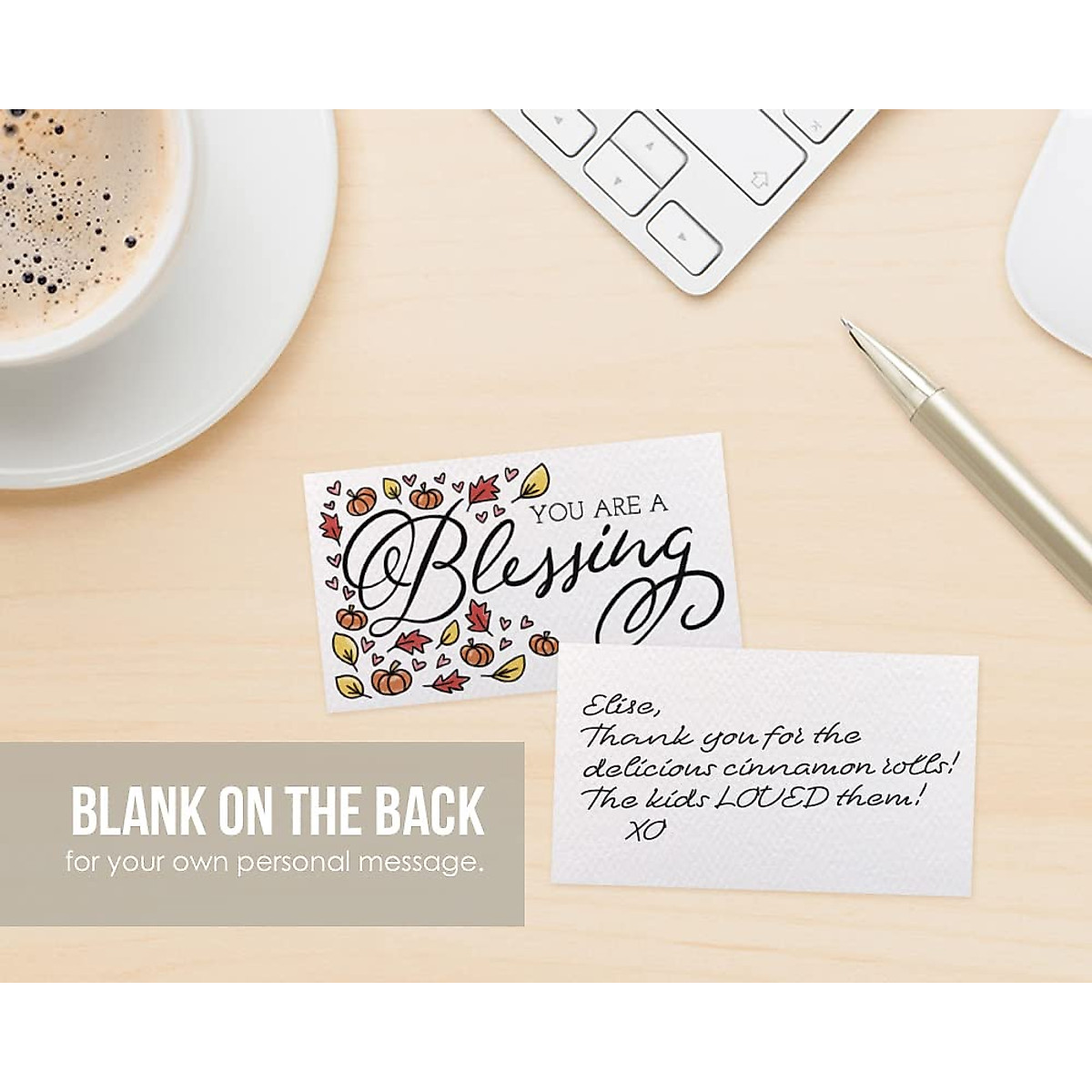 Fall Blessings Thanksgiving Table Place Cards - Set of 48 Place Cards for Table Settings - For Thanksgiving, Harvest Festivals, Fall Events