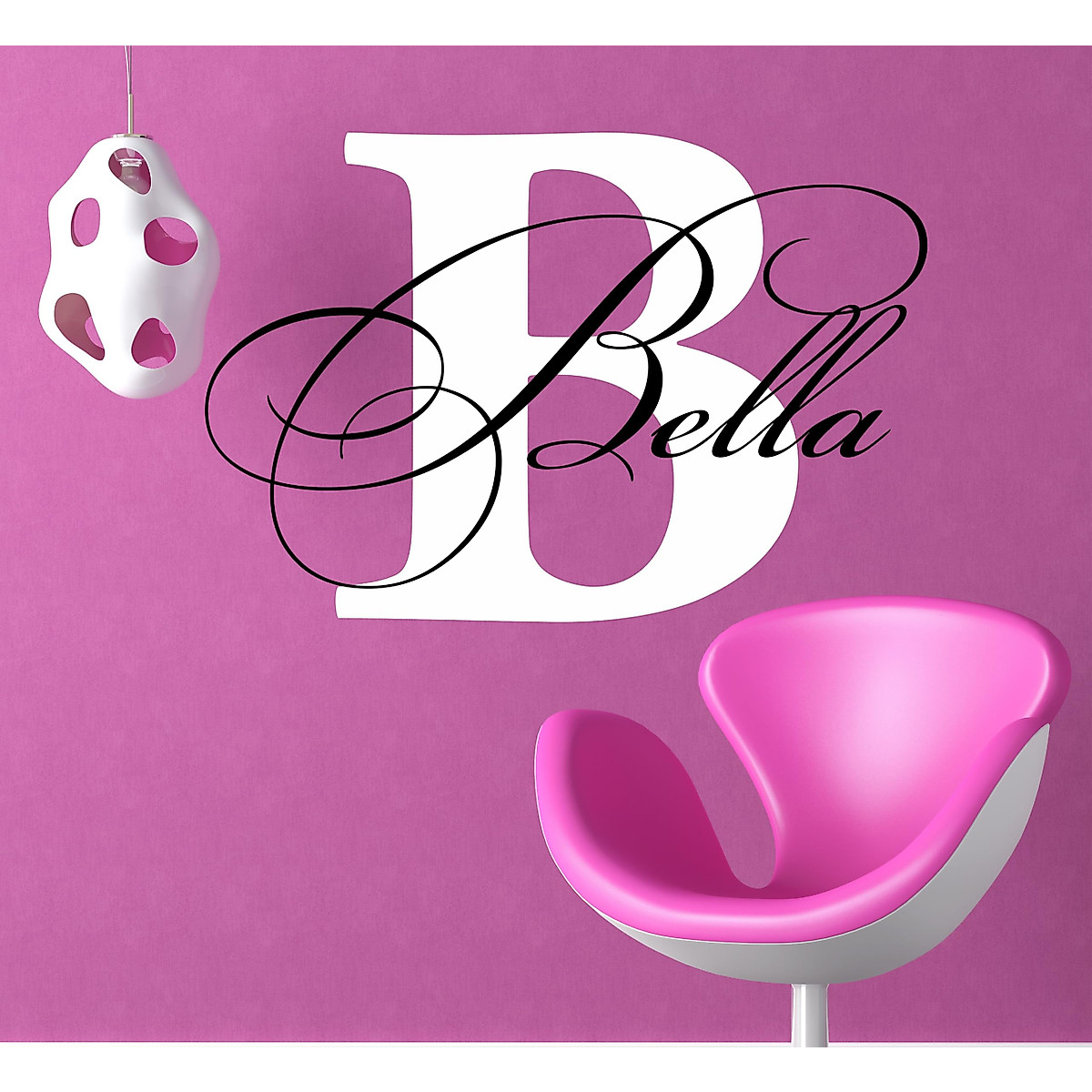 Decor Designs Decals Girls Fancy Cursive Single Personalized Custom Name Vinyl Wall Art Decal Sticker, Nursery Decoration, Baby Bedroom Decor (Multiple Size Choices) (Girls Name with Initial)