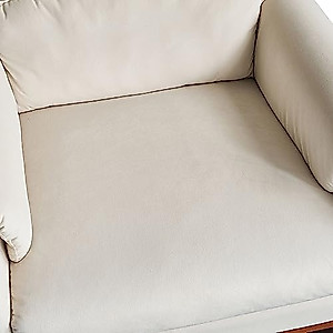 CALABASH Rocking Chair Nursery,Modern Comfy Armchair with Side Pocket,Mid-Century Upholstered Glider Rocker Chairs for Baby/Kids Room and Living Room (White Beige)