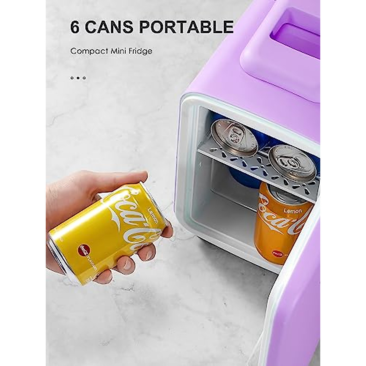 Reemix Mini Fridge, 3.7 Liter/6 Can Portable Cooler and Warmer Personal Refrigerator for Skin Care, Cosmetics, Beverage, Food,Great for Bedroom, Office, Car, Freon-Free (Purple)
