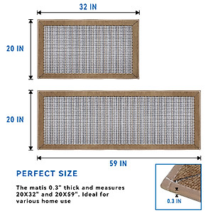 Kitchen Rugs and Mats Non Skid Washable 2PCS Absorbent Kitchen Runner Rugs Sets of 2 Comfort Weave Kitchen Floor Mats for in Front of Sink Kitchen Hallway Laundry Room (Brown, 20"x32"+20"x59")