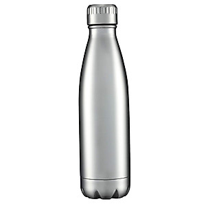 HASLE OUTFITTERS 17oz Stainless Steel Water Bottles, Vacuum Insulated Water Bottles Double Walled Reusable Metal Sports Water Bottles Keep Drinks Hot and Cold, Stainless, 1Pack