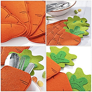 GALPADA 6pcs Carrot and Fork Bag Easter Tableware Bags Cutlery Pouch Flower Embellishments Cutlery Bags Rabbit Dinnerware Easter Decorations Flowers Accessories Felt Cloth Banquet