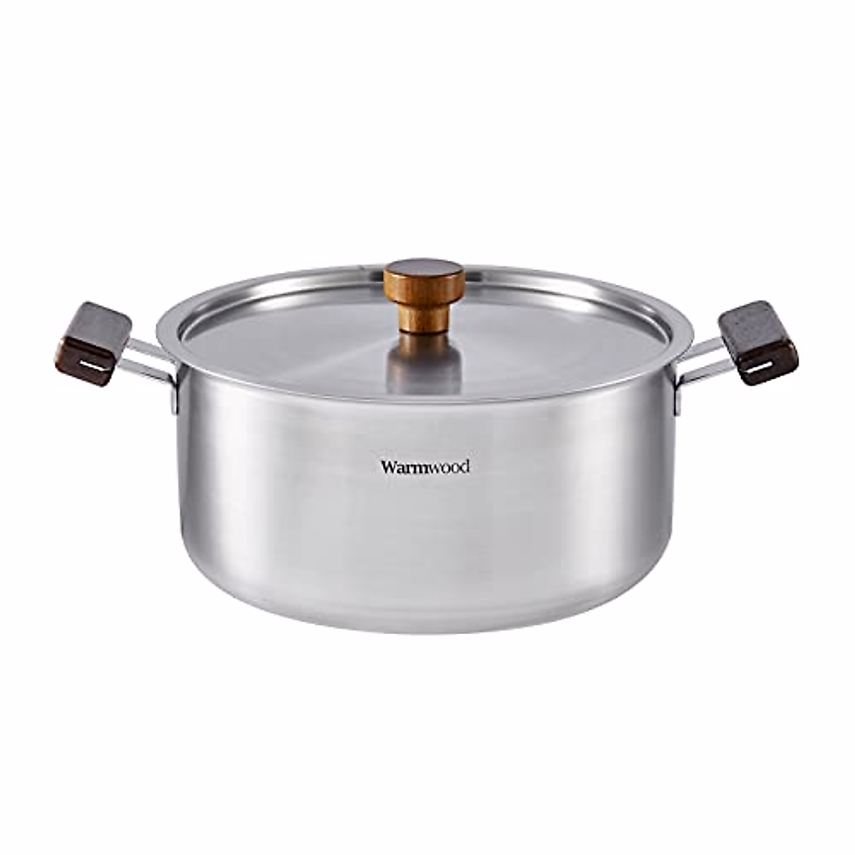Dr.HOWS Warmwood Nonstick Pot 7 inch with Lid - Small Kitchen Stainless Steel Pot with Wooden Handles - Lightweight Pot For Induction, Ceramic, Electric, Halogen and Gas Cooktops