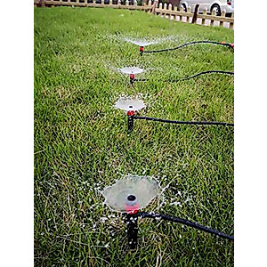 ZILIM 100PCS Drip Emitters Fan Shape with Stake Water Flow, 360 Degree Sprayer Perfect for Irrigation System, Adjustable for 1/4inch(7 x 4mm) Irrigation Tube Watering Kits for Garden Patio Lawn