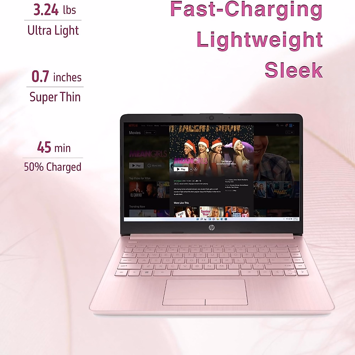 hp Stream Laptop, 14" HD Display, Intel Celeron N4020 Processor, 16GB Memory, 320GB Storage (64GB eMMC + 256GB USB), 1-Year Office 365, Webcam, HDMI, Wi-Fi, USB-C, Windows 11 Home, Pink, JVQ MP