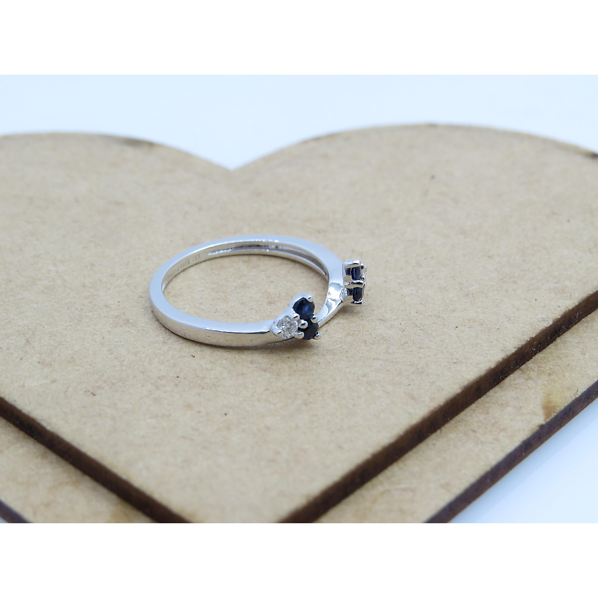 Dazzlingrock Collection 14K Round Blue Sapphire & White Diamond Ladies Wedding Ring Matching Guard Band, White Gold, Size 10