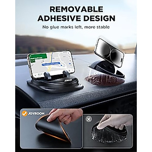 JOYROOM Phone Mount for Car, [Adjustable Spring Design] Dashboard Cell Phone Holder Car, 360° Rotatable Car Phone Holder Mount with Non-slip Silicone, Compatible with iPhone, Samsung, Other Smartphone