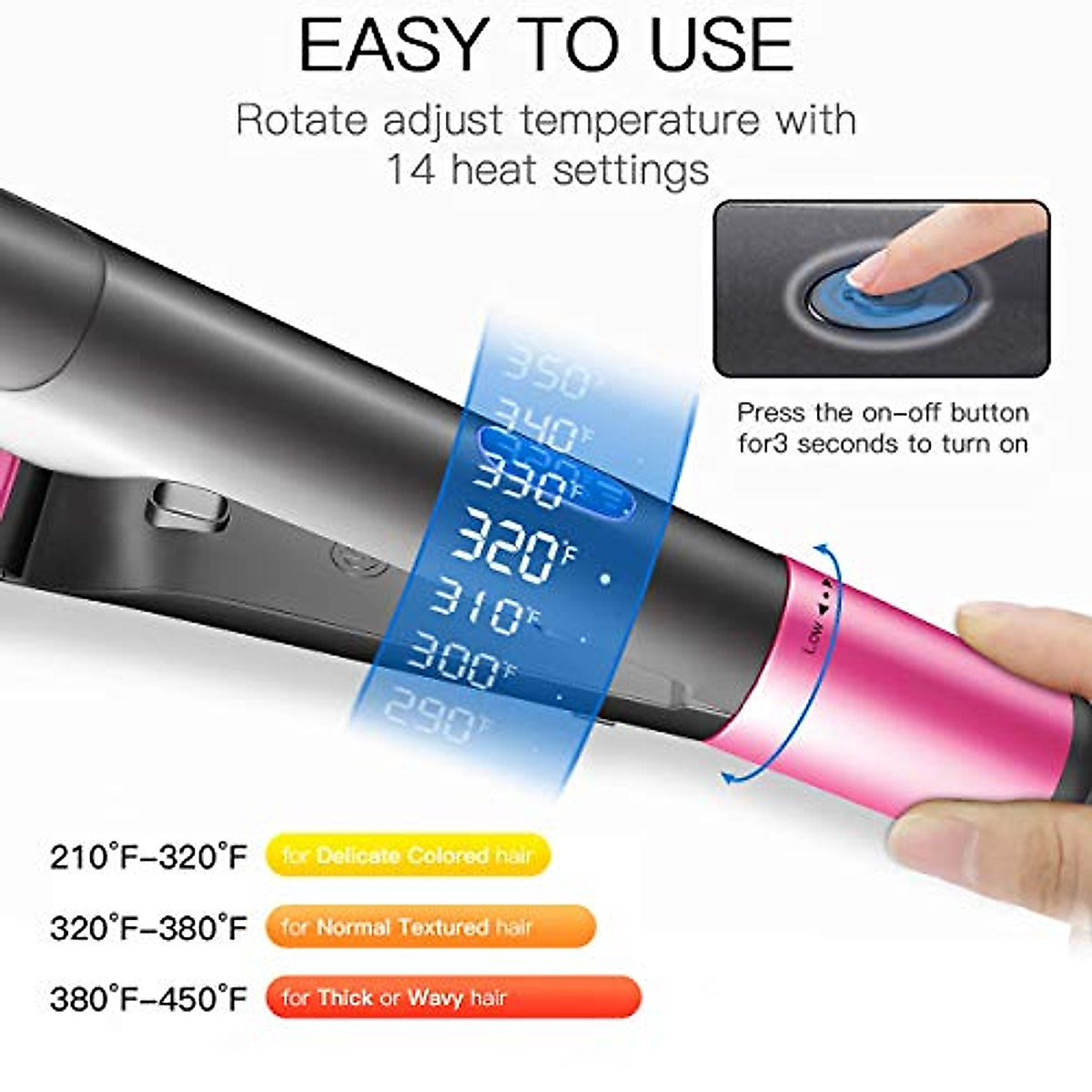 MSTECH Hair Straightener and Curler 2 in 1 - Twisted Ceramic Flat Iron for Hair with Salon High Heat 450℉- Hot Tool Curling Iron with Digital Display -Unique Gifts for Women/Mom