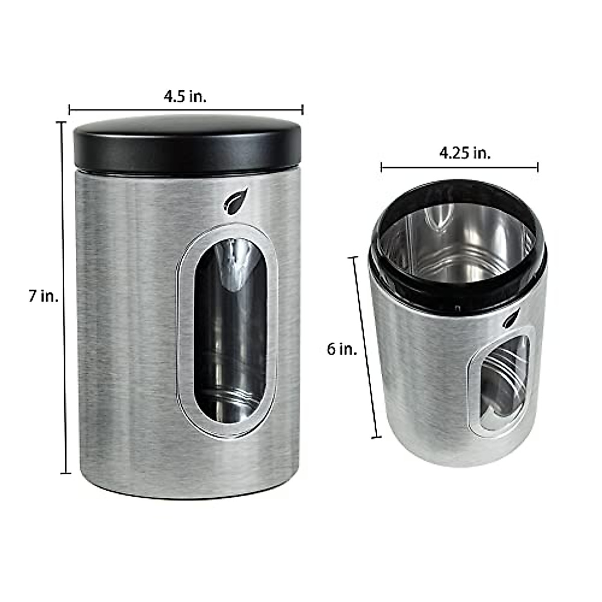Self-Care Stainless Kitchen Canisters - Modern Kitchen Decoration of Canister Set with Multiple Preservation Purposes by Tight Sealed Lids, Good for Wedding Gifts Kitchen Canisters Set of 3(SC-001)