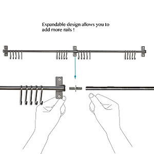 Wallniture Lyon 31.5" Wall Mount Kitchen Utensil Holder With 10 S Hooks For Hanging Pots and Pans Set