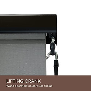VICLLAX Premium Outdoor Roller Shade PVC Fabric Exterior Roller Shade Crank Operated with Aluminum Protective Valance for Porch Patio Pergola, 8 feet x 8 feet, Light Grey