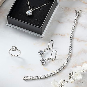 Cate & Chloe Alessandra 18k White Gold Dangle Earrings | Round Cut Cubic Zirconia Earrings, Women's Drop & Dangle Earrings, Infinity Halo Silver Earring Set, Hypoallergenic Earrings Fashion Jewelry