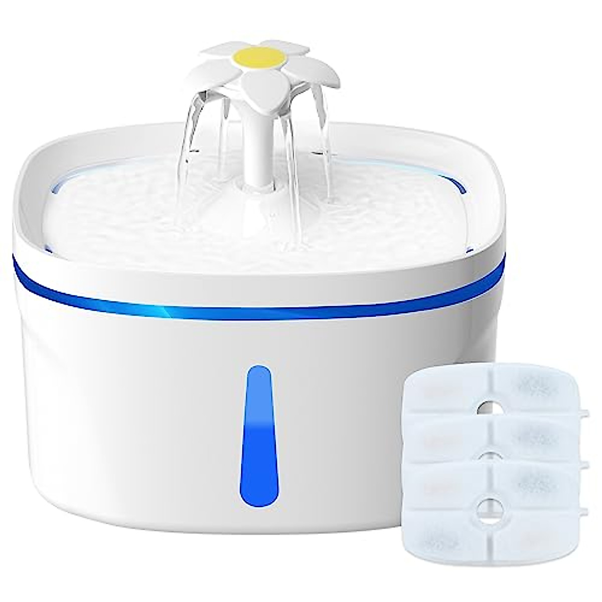 Cat Water Fountain, 84 fl oz/2.5L Ultra-Quiet Pet Water Fountain for Cats Inside with LED Light, Activated Carbon Filter, Cat Fountain Water Bowl, for Cats, Dogs, Multiple Pets