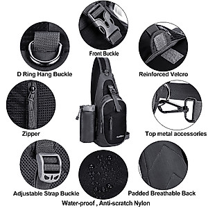 AmHoo Sling Backpack Chest Shoudler Crossbody Bag Water Resistant Hiking Daypack Small Red