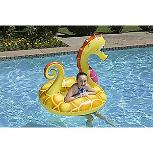 Poolmaster 48-Inch Inflatable Swimming Pool Party Float, Seahorse, Yellow