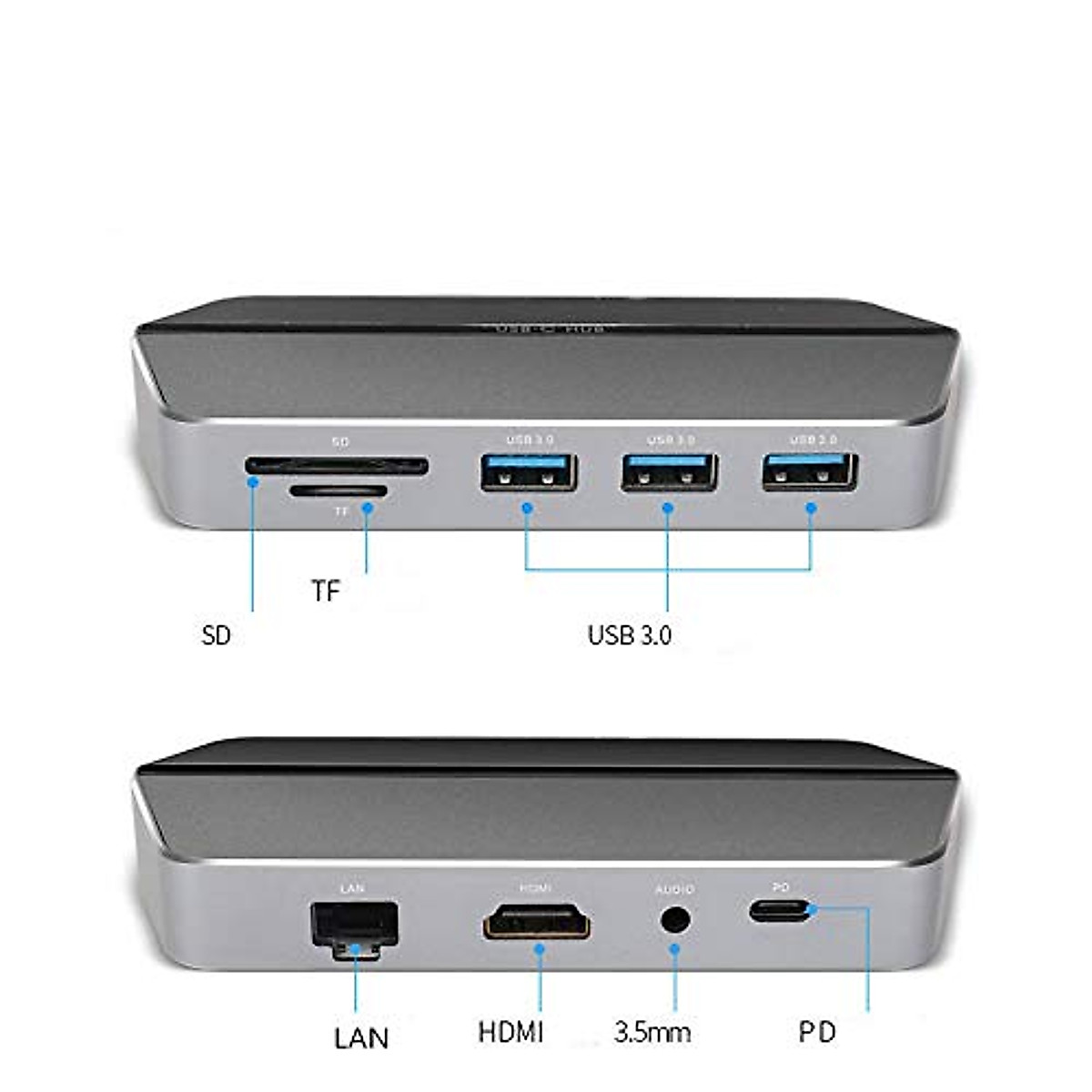 ZPLJ High-Speed 9 in 1 USB 3.0 Hub with Ethernet Port 4K HDMI 3 USB 3.0 and PD Charging 3.5mm Audio Support SD TF Card Reader Compatible for Flash Drive Laptops USB Hub Adapter Portable