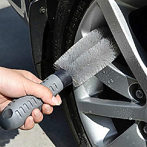Linkhood 2-Pack Steel and Alloy Wheel Cleaning Brush, Rim Brush + Tire Brush Cleaner for Your Car, Motorcycle or Bicycle Tire Brush Washing Tool