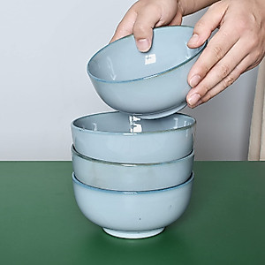 Bosmarlin Ceramic Bowl Set of 4, Dishwasher and Microwave Safe (5.75 Inches, Grey)