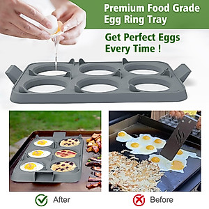 Mofeez 7-Piece Griddle Egg Ring Tray - Non-Stick Food-Grade Silicone, Detachable Rings, Easy to Clean Egg Ring Molds, Perfect for Cooking, Heat Resistant Pancake Rings