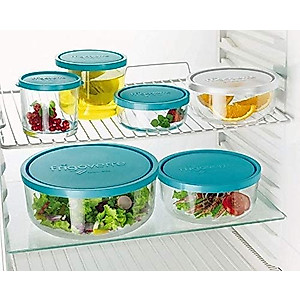 BORMIOLI ROCCO Round Storage Bowls With Blue Lids, 4 CT