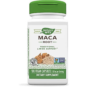 Nature's Way Maca Root, Traditional Libido, Energy, and Stamina Support*, 525mg per serving, 100 Vegan Capsules