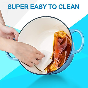 MICHELANGELO Dutch Oven, Cast Iron Dutch Oven 5 Quart, Dutch Oven Pot With Lid, Silicone Handles & Mat, 5 Quart Enamel Dutch Oven Blue