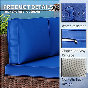 PROHIKER Patio Cushion Cover Replacement 14 Pack Outdoor Sofa Cushion and Pillow Covers Only with Zipper for 7-Piece Outdoor Patio Furniture Conversation Set (Navy Blue)