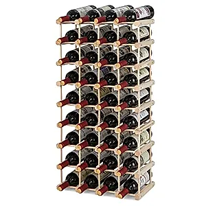 Giantex 36-Bottle Wine Rack Freestanding Floor - Wooden 5-Tier Stackable Wine Storage Shelves, Wine Racks Countertop for Pantry, Cabinet, Small Place