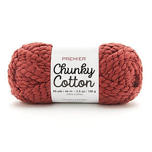 Premier Yarns Chunky Cotton Yarn, Ideal Yarn for Crocheting and Knitting, Super Bulky Yarn, Machine-Washable, Mustard, 3.5 oz, 50 Yards