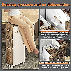 CIADAZ Slim Storage Cart with Wheels, Bathroom Cart Bathroom Storage Organizer, Rolling Cart with Thickened Material for Bathroom, Laundry Room, Kitchen, Narrow Space,25cm,2 Tier