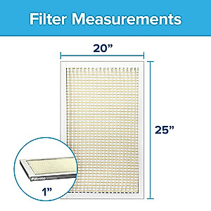 Filtrete 20x25x1 Air Filter, MPR 300, MERV 5, Clean Living Basic Dust 3-Month Pleated 1-Inch Air Filters, 6 Filters