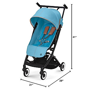 Cybex Libelle Lightweight pockit Travel Baby Stroller - Carry-On Compliant Compact Fold, One-Hand Adjustable Recline - Compatible with CYBEX Car Seats, Beach Blue
