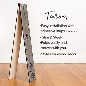 Headwaters Studio Height Ruler for Wall - Child Height Wall Chart, Height Chart for Kids Growth Chart for Wall Growth Chart Wood, Wooden Growth Chart for Wall - Love Grows Here Skinny Gray - 63"x5.75"