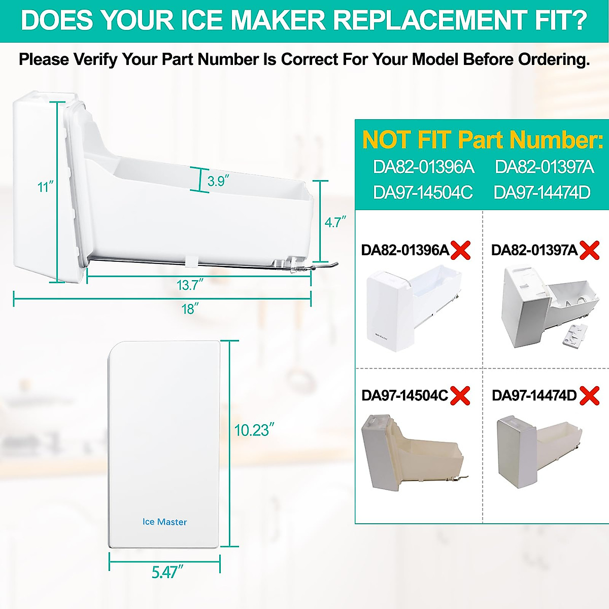 UPGRADED DA97-14474C Refrigerator Ice Bucket Compatible with Samsung Ice Maker Replacement Ice Bin Container Parts DA97-14474A Assy Tray Ice, RF28HMEDBSR RF263TEAESR RF28HFEDBSR Refrigerator Ice Maker