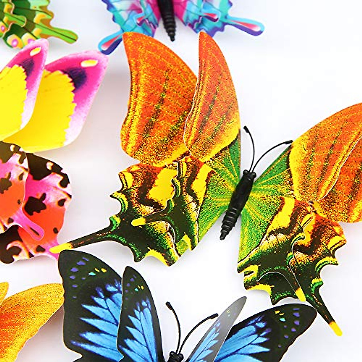 FENELY Butterfly Garden Decor Stakes,Double Wing Waterproof 3D Garden Ornaments Outdoor Decorations for Patio Lawn Yard PVC Gardening Art Christmas Whimsical Gifts