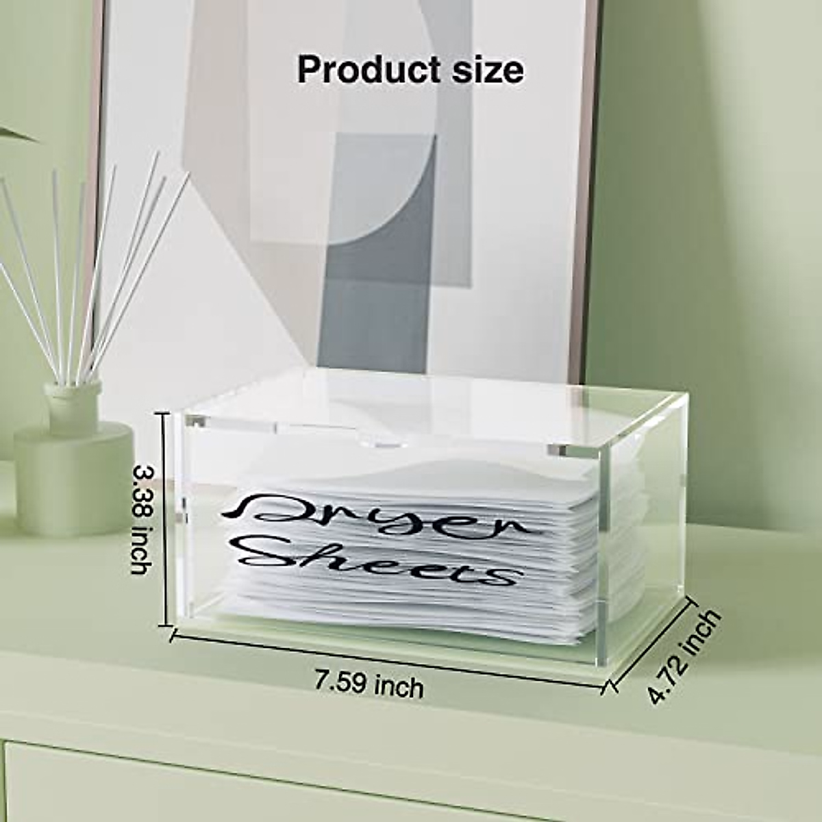 Acrylic dryer sheet holder,dryer sheet dispenser for Fabric Softener Sheets,dryer sheet container for Laundry Room Decor & Organization
