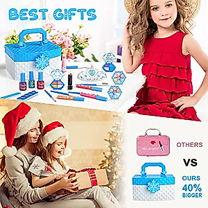 Kids Makeup Kit for Girls, Washable Makeup Kit For Little Girls Princess Real Cosmetic Beauty Set, Gifts for Toddles Girl Pretend Play, Frozen Makeup Set for Girls Toys for 3 4 5 6 7 8 Years Old Girls