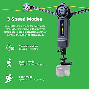 Wiral LITE Cable Cam with Remote for Action Cameras Insta360 X4/X3/X2/ One RS/R, GoPro 11/10/9, Smartphones and DSLR Mirrorless Cameras up to 3.3LBs - Film Moving Shots Even Where Drones Can't Go