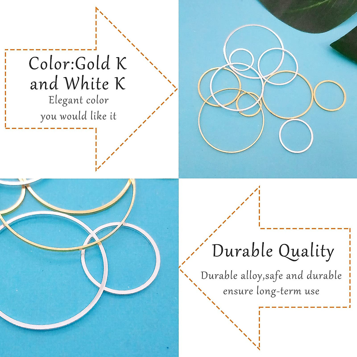 100Pcs Round Earring Beading Hoop Rings,5Sizes Earring Finding Open Bezels Linking Rings Beading Hoop Earrings Pendant for DIY Craft Jewelry Making,Earring Necklace,Crafts Supplies